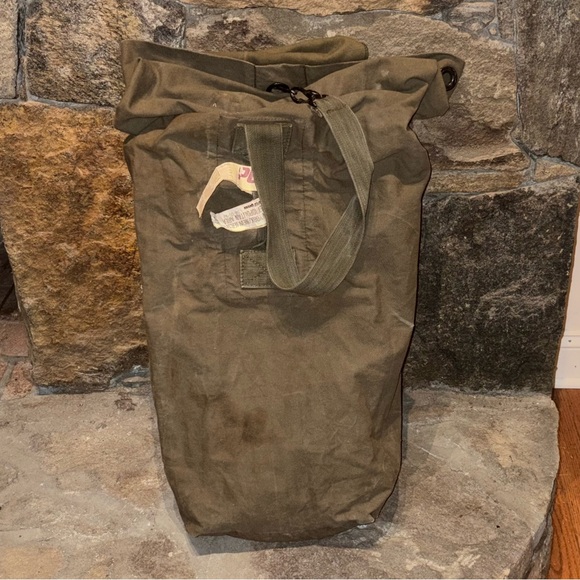 Bags | Vintage Army Green Canvas Duffel Bag Military Style | Poshmark